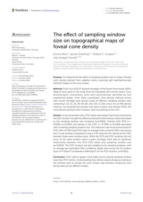 Pdf The Effect Of Sampling Window Size On Topographical Maps Of
