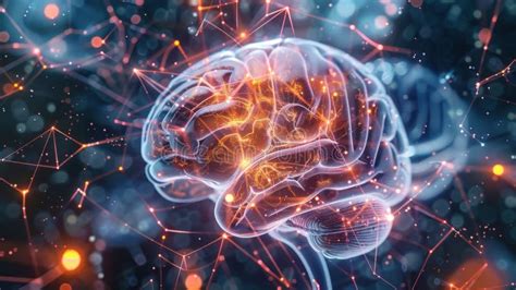 Illuminated Brain Depicting Neural Connections And Technological