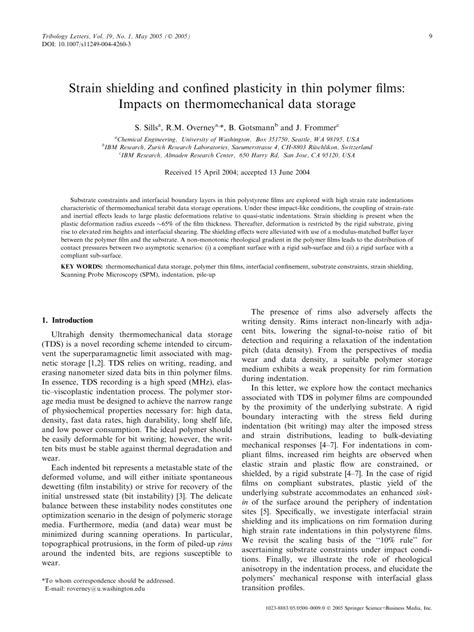 Pdf Strain Shielding And Confined Plasticity In Thin Polymer Films Impacts On