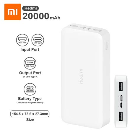Xiaomi Redmi MAh Power Bank External Battery Dual USB Output Two Way Charging Portable