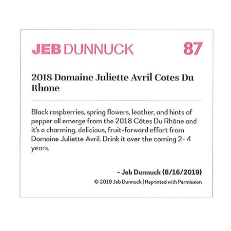 Jeb Dunnuck Domaine Juliette Avril