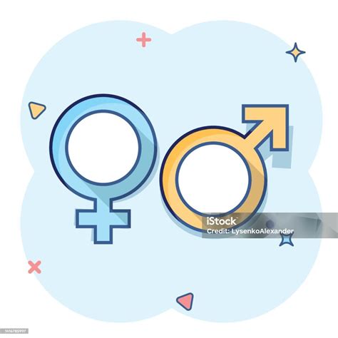 Vector Cartoon Gender Icon In Comic Style Men And Women Sign