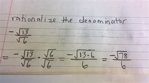 Rationalizing A Monomial Denominator Example Youtube