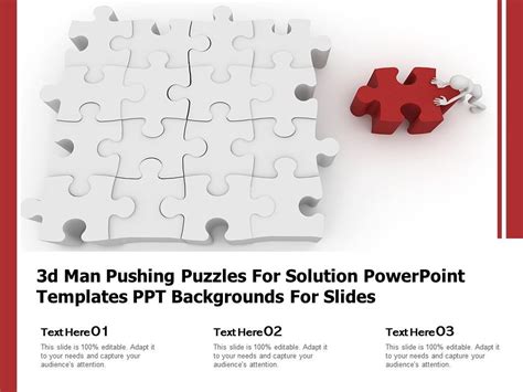 D Man Pushing Puzzles For Solution Powerpoint Templates Ppt Backgrounds For Slides