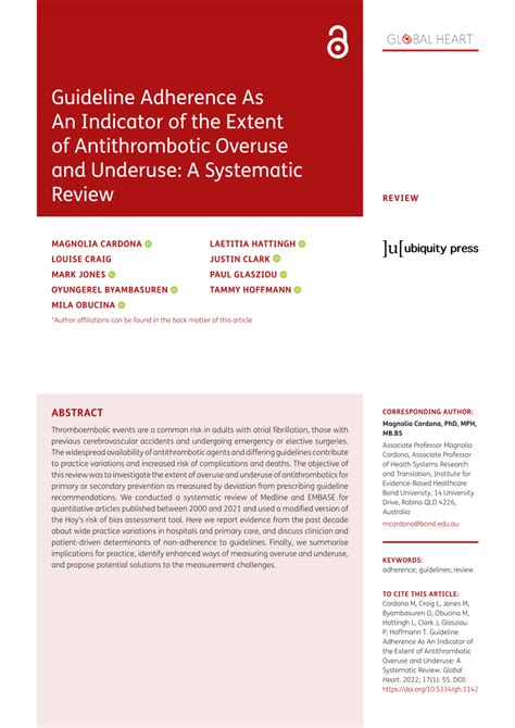 Pdf Guideline Adherence As An Indicator Of The Extent Of Antithrombotic Overuse And Underuse