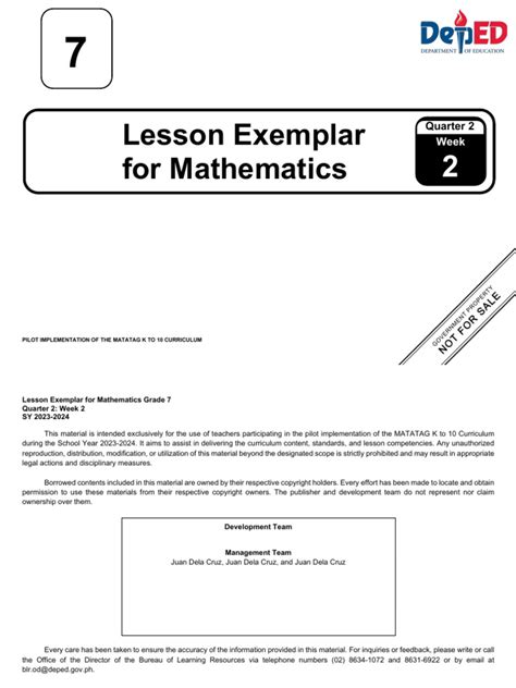 Le Q2 Mathematics 7 Week 2 V2 Pdf