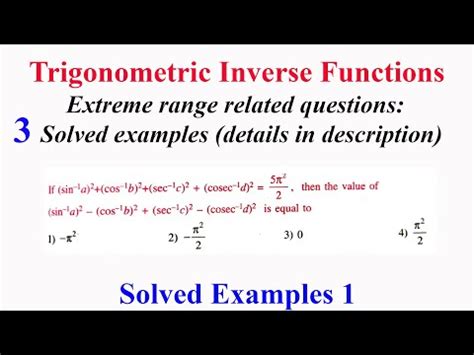Solved Examples For JEE Inverse Trigonometric Functions Video Lecture