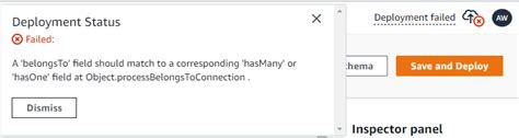 Unable To Deploy The Data Model Schema After Applying The One To Many Relationship Between 2