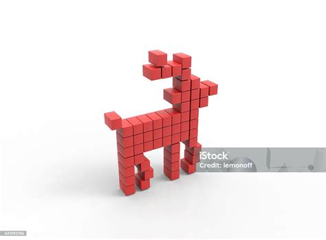 큐브로 만든 붉은 사슴 아이콘의 3d 그림 2차 도형에 대한 스톡 벡터 아트 및 기타 이미지 2차 도형 3차원 형태 공휴일 Istock