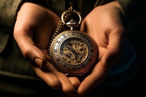 Hands Holding A Vintagestyle Pocket Watch With Generative Ai Premium