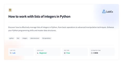 how to work with lists of integers in python labex