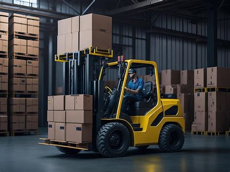 Premium Ai Image Transportation Of Parcels On A Forklift Ai Generative