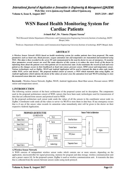 Pdf Wsn Based Health Monitoring System For Cardiac Patients