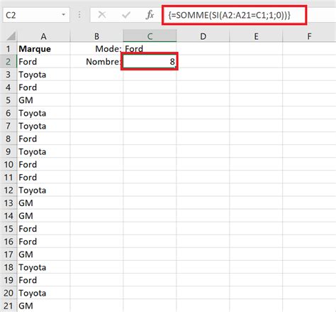 Calcul Du Mode Dans Excel