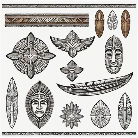Premium Vector Polynesian Vector Set White Background Isolated