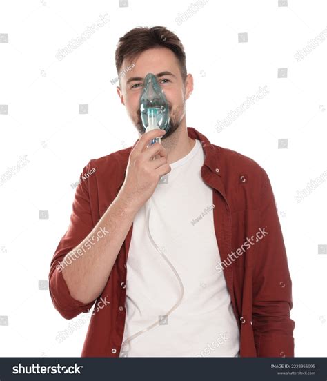 Man Using Nebulizer Inhalation On White Stock Photo Shutterstock