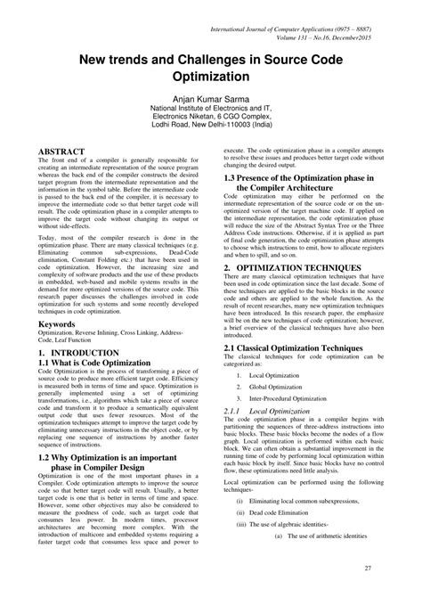 Pdf New Trends And Challenges In Source Code Optimization