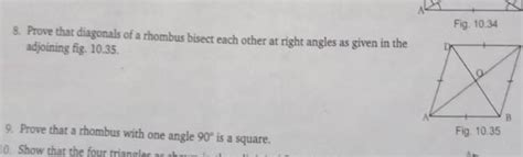 8 Prove That Diagonals Of A Rhombus Bisect Each Other At Right Angles As