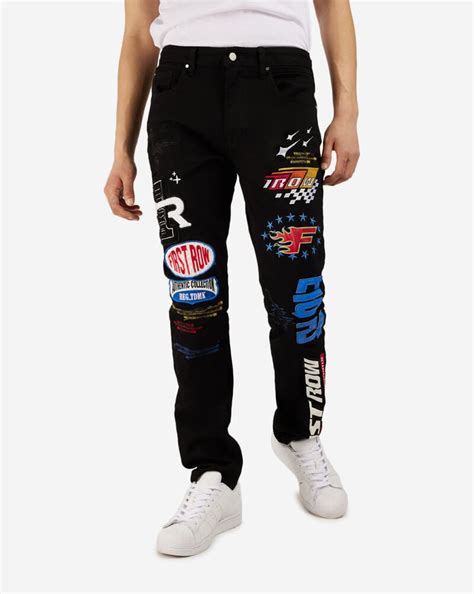 Shop First Row Racing Straight Jeans Frd2235s Blk Black Snipes Usa