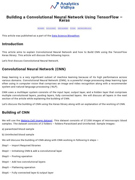 Building A Convolutional Neural Network Using Tensorflow Keras Pdf