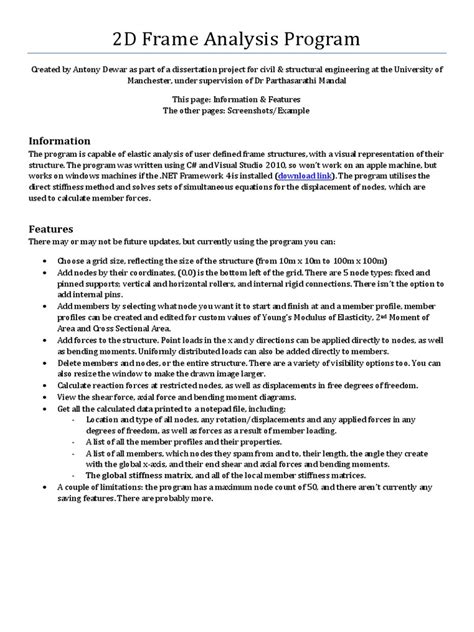 2d frame analysis program information pdf stiffness bending