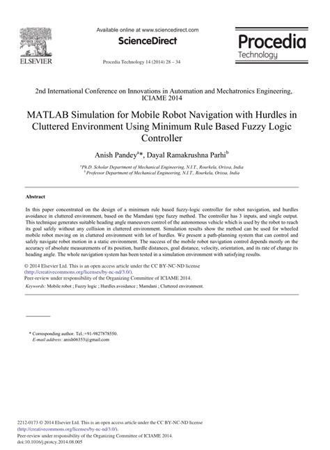 pdf matlab simulation for mobile robot navigation with hurdles in
