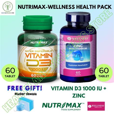 Jual Paket Nutrimax Vitamin D3 1000 Iu 60 Tablet Dan Wellness Zinc 60
