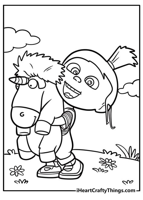 Despicable Me Fluffy Unicorn Coloring Pages