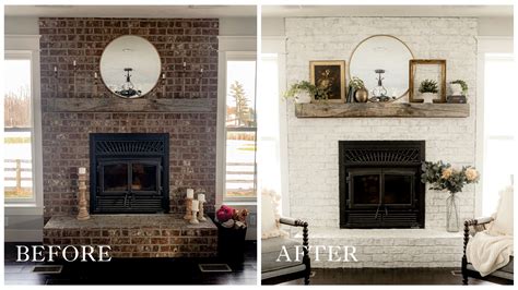 Whitewash Brick Fireplace Before And After