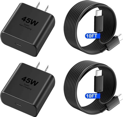 45W Super Fast Charger Type C 2Pack USB C Android Phone Charger Fast Charging Cord With 10ft