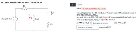 Solved Ac Circuit Analysis Nodal Analysis Methodusing