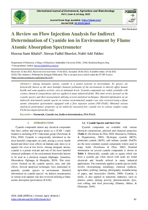 Pdf A Review On Flow Injection Analysis For Indirect Determination Of Cyanide Ion In