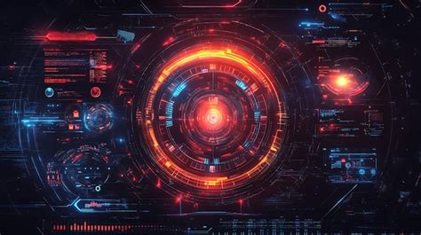 Futuristic Round Glowing Hud Elements Artificial Intelligence Premium