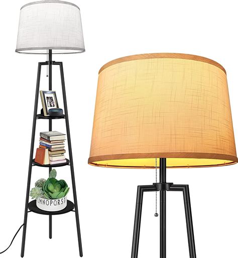 Outon Tripod Floor Lamp With Shelves Wood Shelf Floor Lamp With 3
