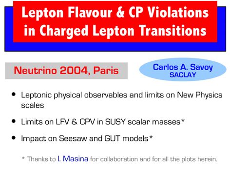 [ppt] Lepton Flavour And Cp Violations In Charged Lepton Transitions Powerpoint Presentation