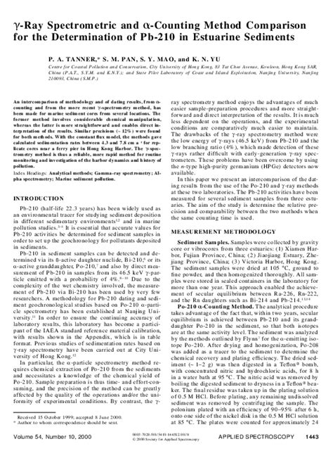 pdf γ ray spectrometric and α counting method comparison for the