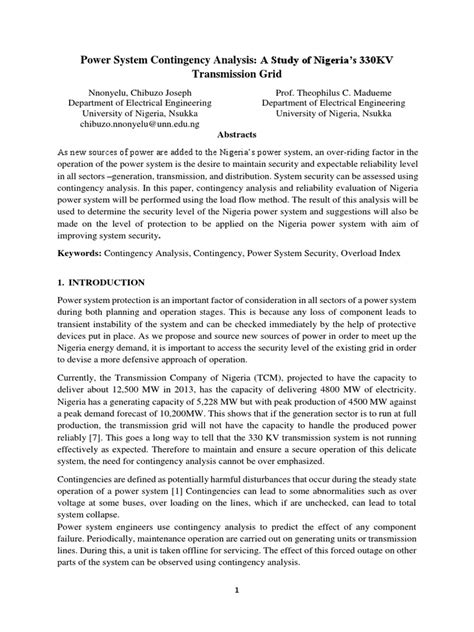 power system contingency analysis pdf electric power system electric power transmission