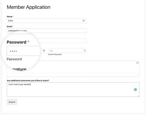 How To Change The Password Field Sublabels
