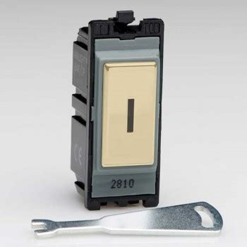 Varilight PowerGrid Polished Brass 20A 1 Way DP Key Switch Module UKES