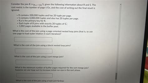 Solved Consider The Join R R A S B S Given The Following Chegg