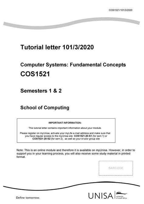 Tut Letter Warning Tt Undefined Function 32 Tutorial Letter 1013 2020 Computer Systems