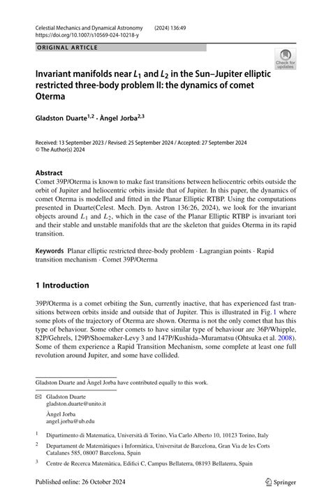 Pdf Invariant Manifolds Near L1 And L2 In The Sunjupiter Elliptic Restricted Three