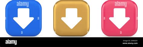 Arrow Down Button Keyboard Navigation Pointer Cyberspace Downloading Web App 3d Realistic Blue