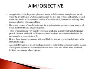 FERTIGATION THROUGH DRIP IRRIGATION USING EMBEDDED SYSTEM | PPTX