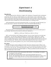 Lab Stoichiometry Pdf Experiment Stoichiometry Introduction This Experiment Provides A