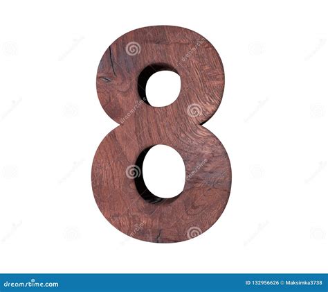 Decorative Wooden Alphabet Digit Eight Symbol D Rendering Illustration Isolated On White