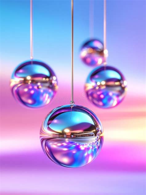 Iridescent Orbs Holographic Gradient Suspended Iridescent Spheres Reflecting Vibrant Holographic