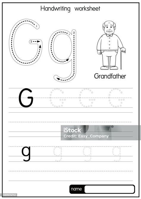 알파벳 문자 G 어퍼 케이스 또는 어린이 학습 연습 Abc를위한 자본 편지와 할아버지의 흑백 벡터 그림 60 69세에 대한 스톡 벡터 아트 및 기타 이미지 Istock