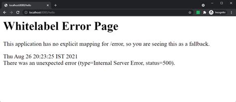 spring whitelabel error page springboot custom error page by huseyin