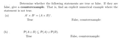 solved determine whether the following statements are true